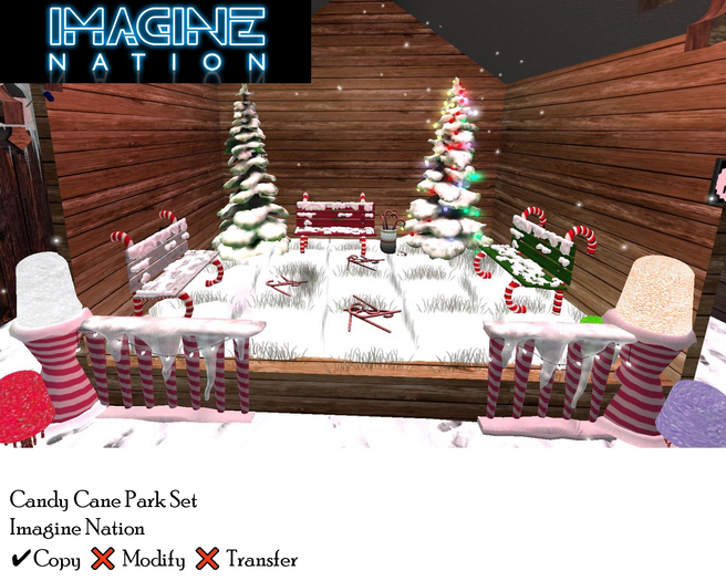 Second Life Marketplace Candy Cane Park Scene
